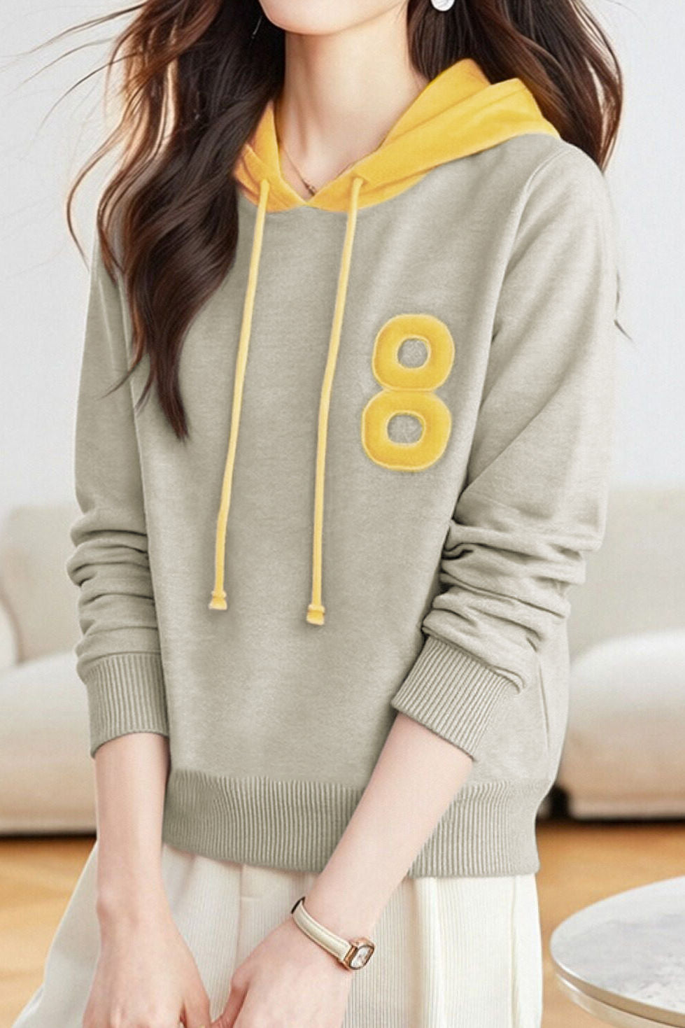 Casual Embroidered Color-Block Hooded Knitted Top – liwisi